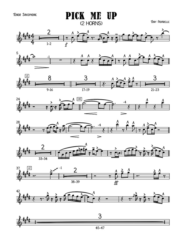 Pick Me Up (2 Horns) - Tenor Saxophone | PDF