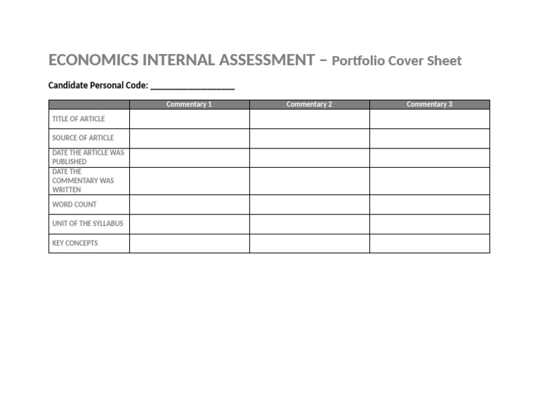 Portfolio Cover Sheet | PDF