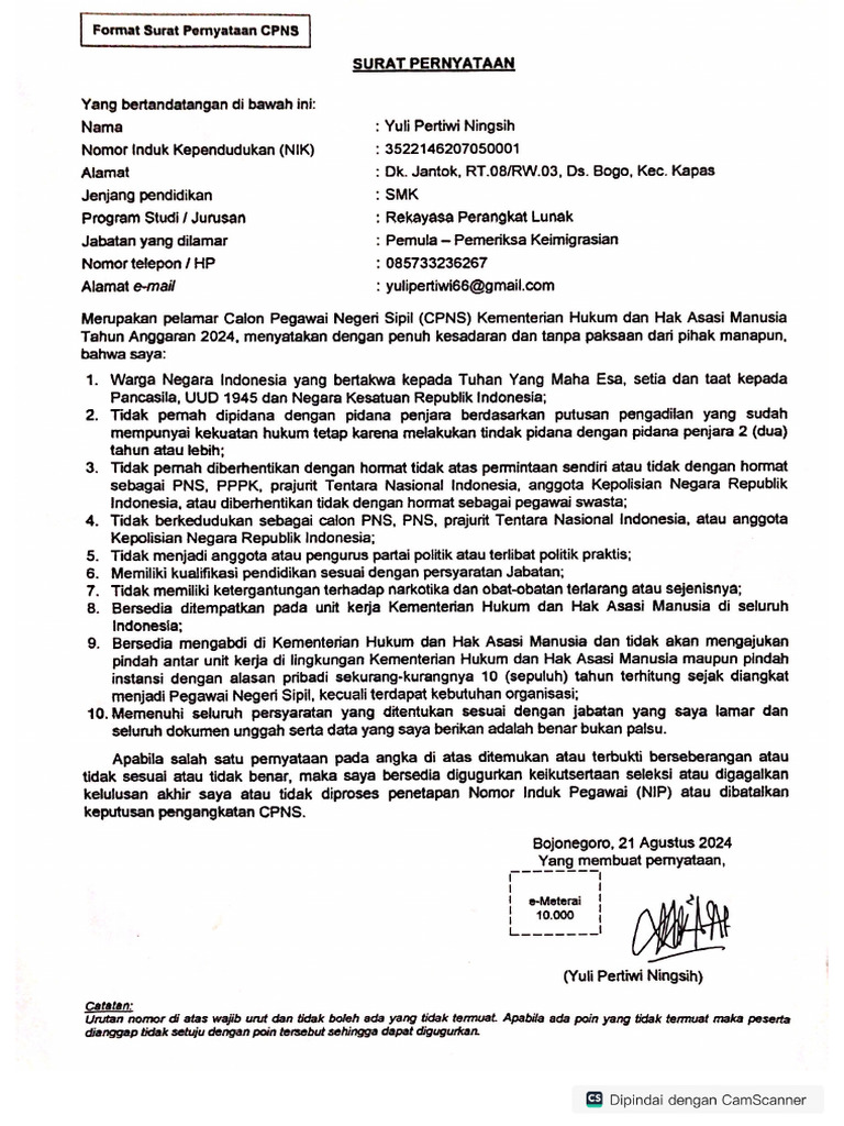 Scan Surat Pernyataan | PDF