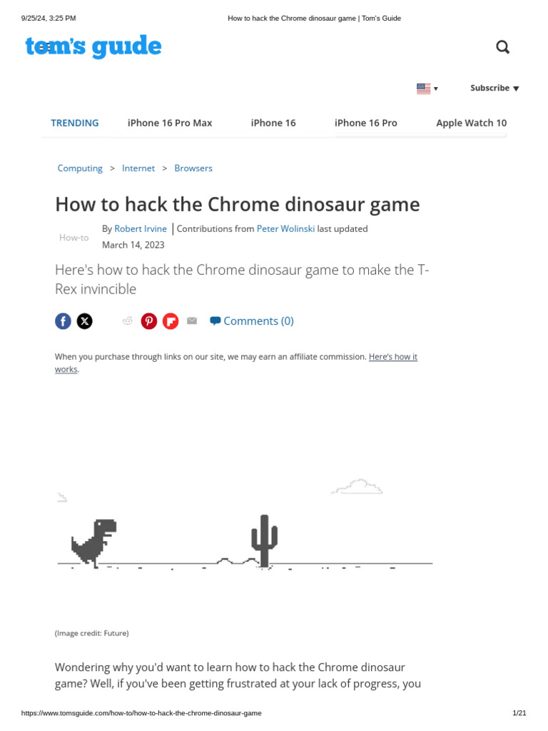How to hack the Chrome dinosaur game _ Tom's Guide | PDF