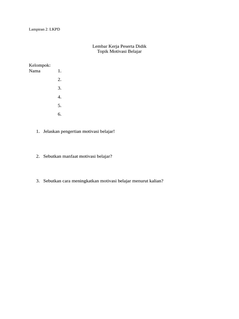 Lampiran LKPD Motivasi Belajar | PDF