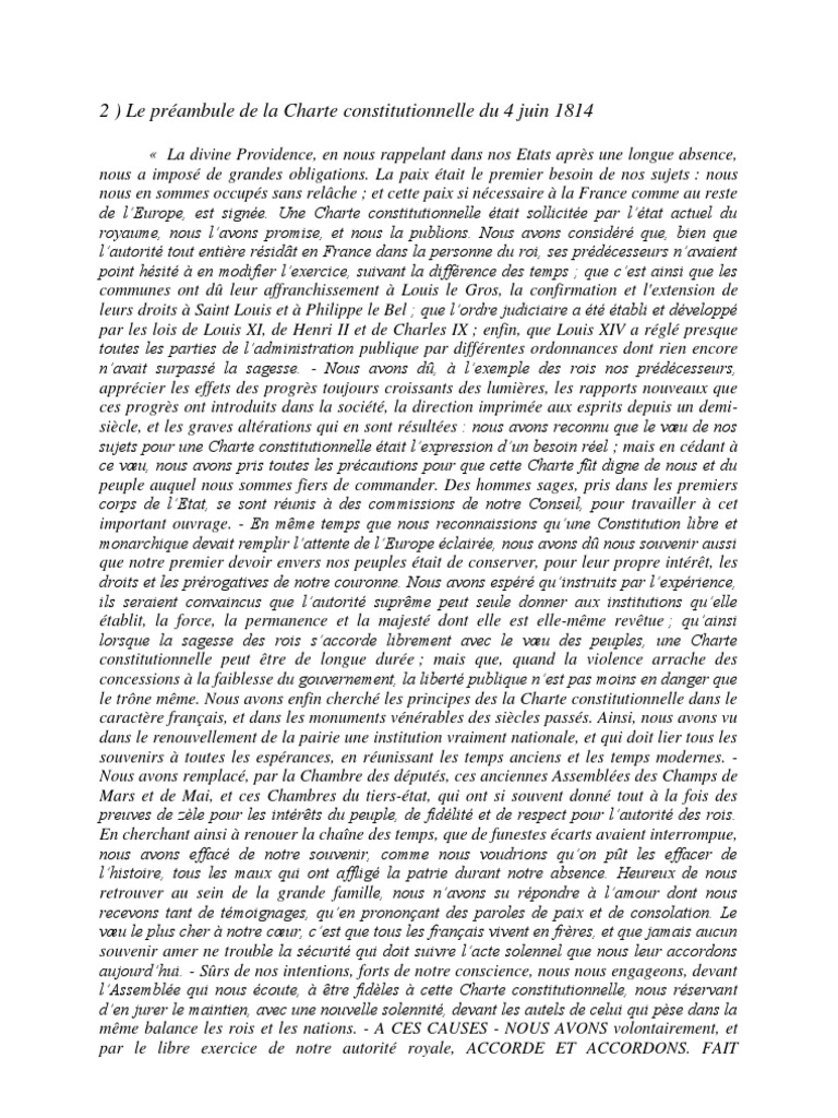 Préambule de la Charte de 1814 | PDF | France | Politique de la France