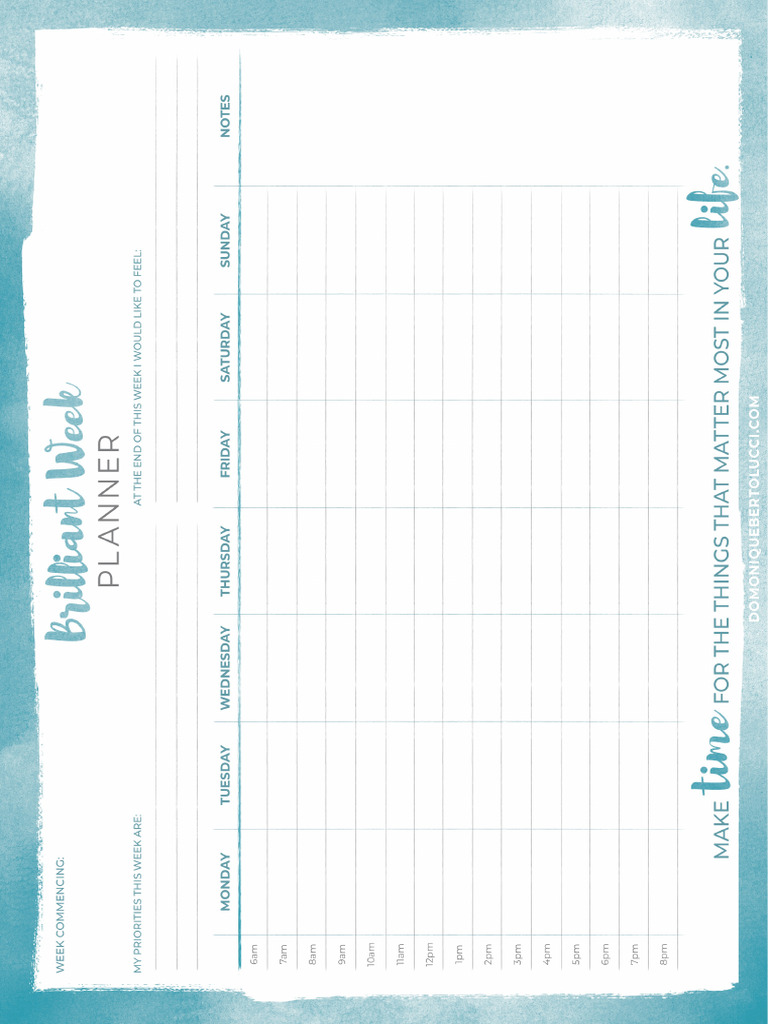 Brilliant Week Planner A4 | PDF