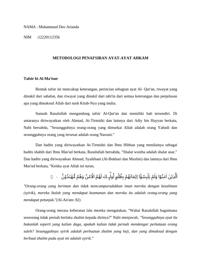 Metode Penafsiran Ayat-Ayat Ahkam | PDF