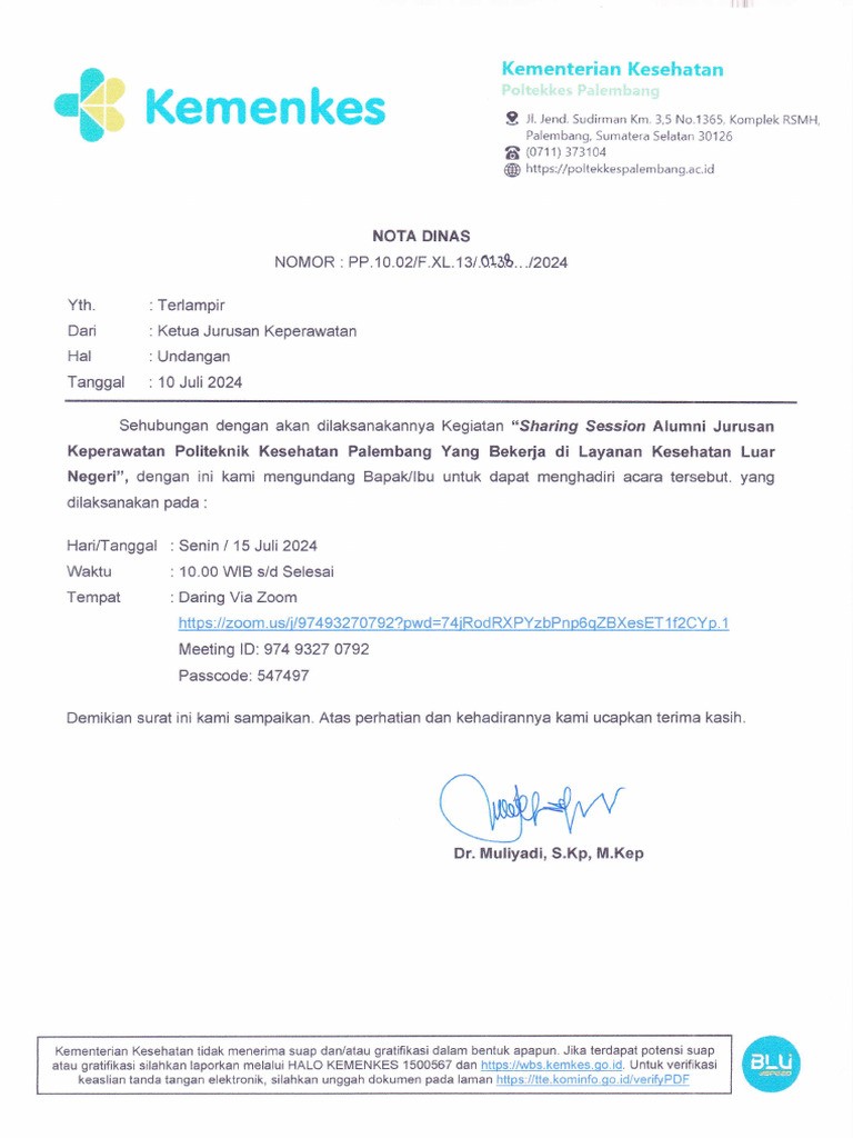 NOTA DINAS - 0138 - UDANGAN INTERNAL | PDF