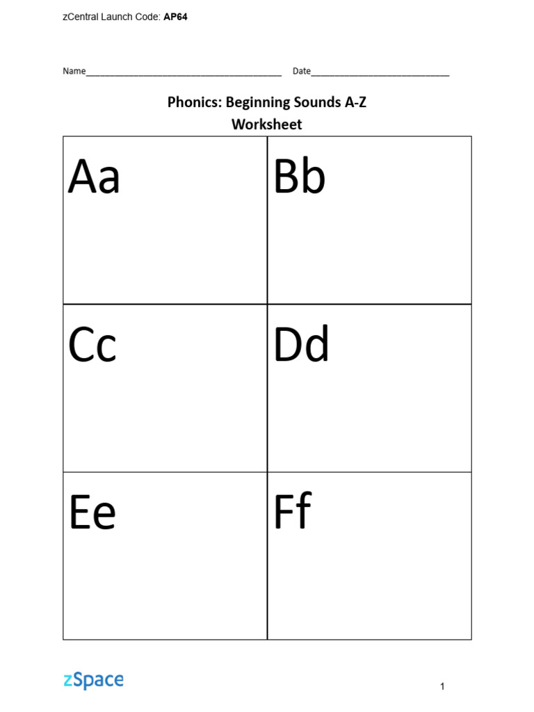 Phonics - Beginning Sounds A-Z Worksheet | PDF