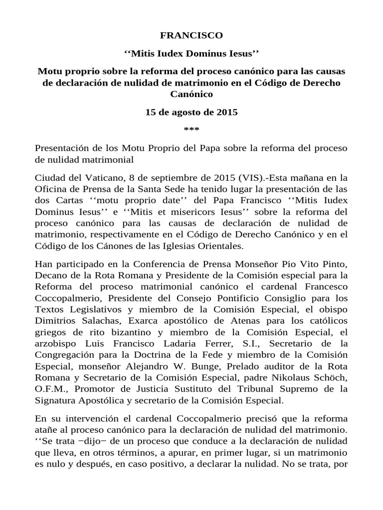 Motu Proprio Formato Librillo | PDF