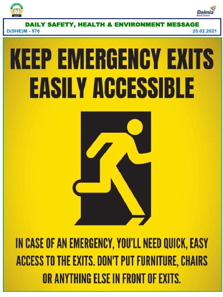 D (SHE) M - 576 - 25.02.2021 - Keep Emergency Exits Easily Accessible | PDF