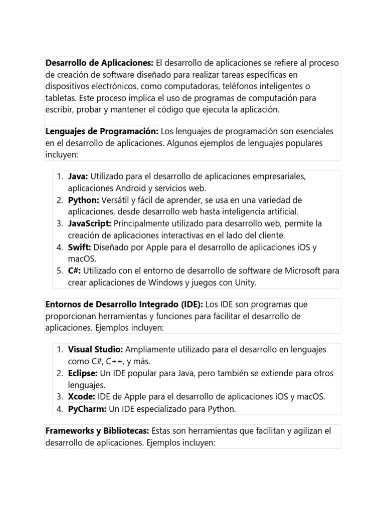 Desarrollo de Aplicaciones | PDF | Software de la aplicacion | Entorno de desarrollo integrado