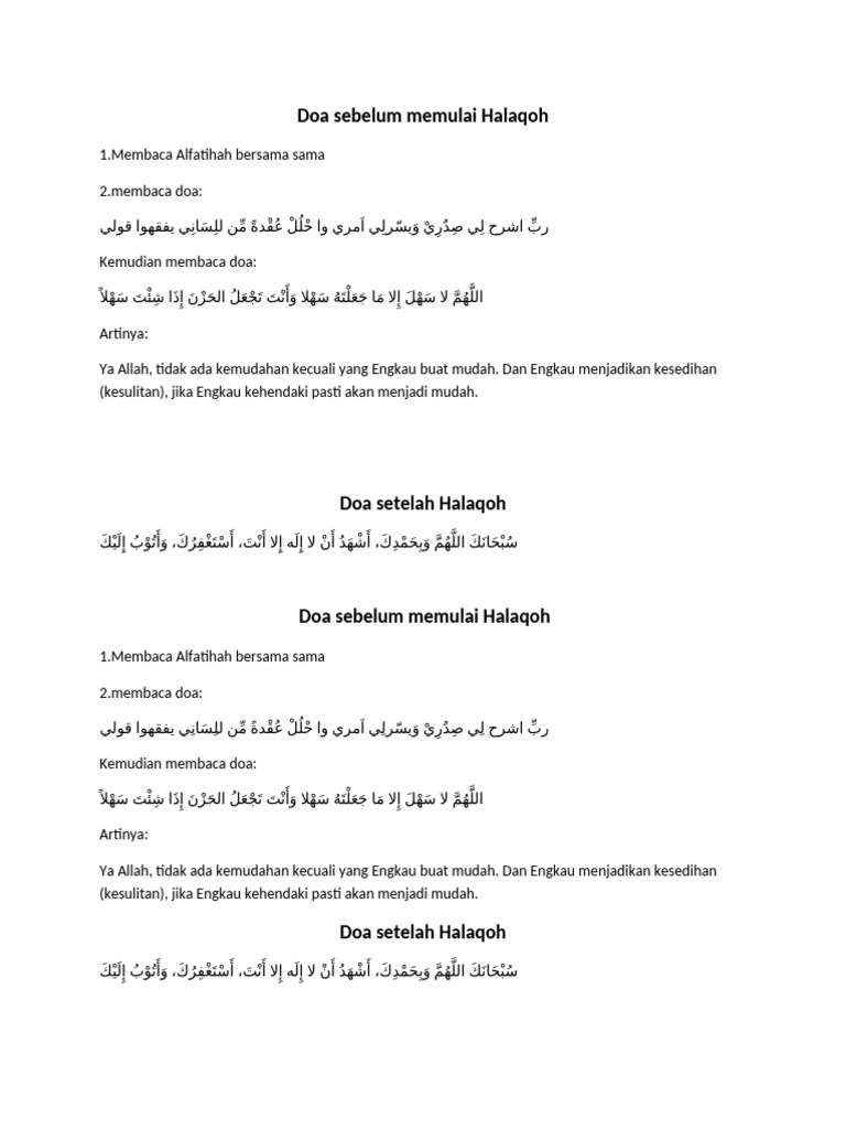 Doa Halaqoh SMPIT | PDF