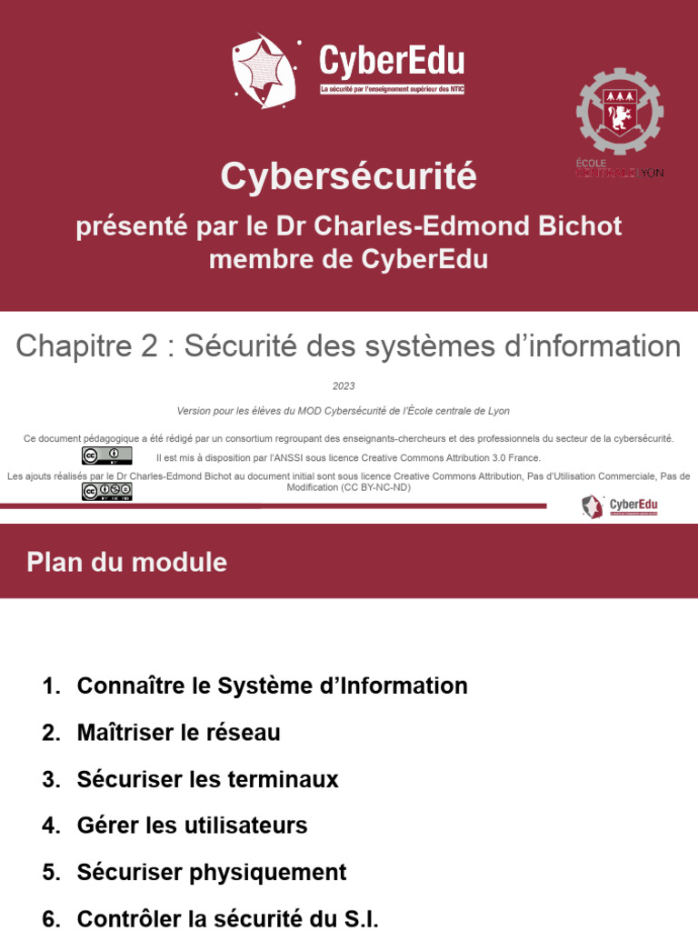 Cybersécurité-Chapitre 2 Securite SI-2324 v0 | PDF