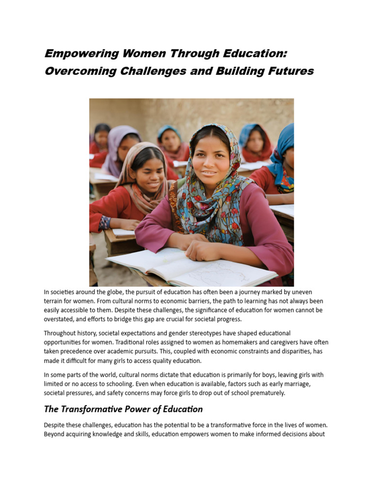Empowering Women Through Education Article | PDF