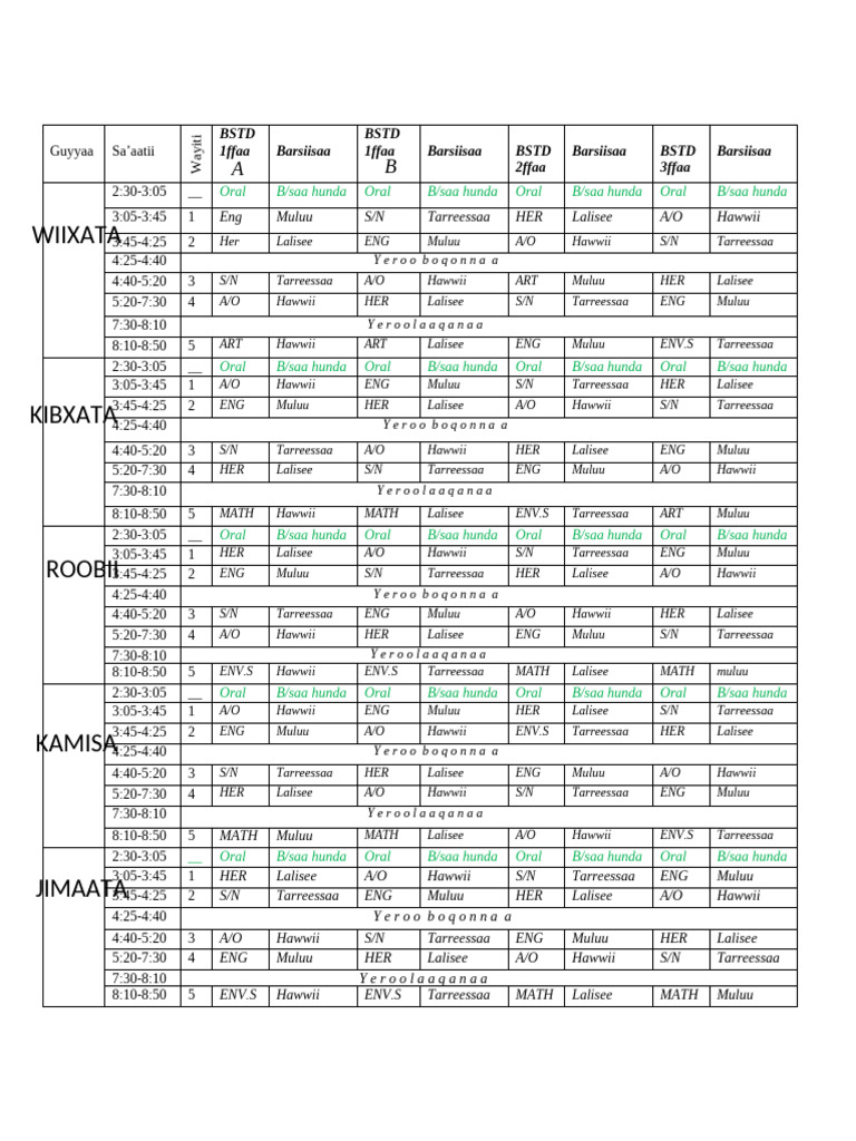KG Time Table | PDF