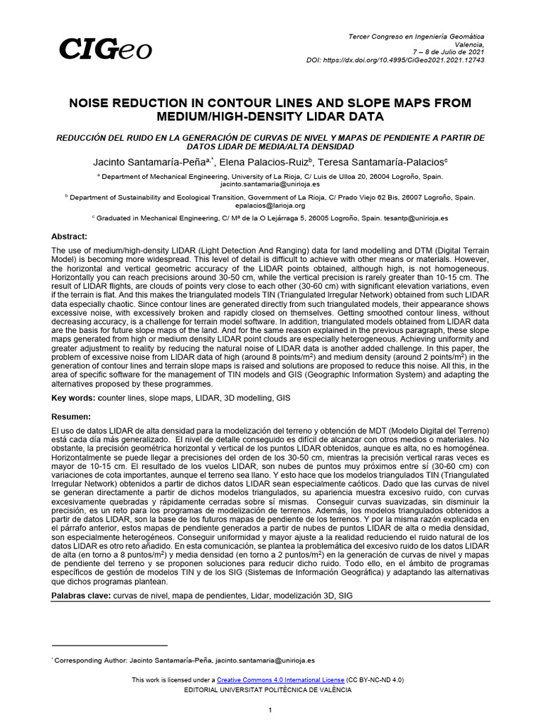 Noise Reduction in Contour Lines and Slope Maps From Medium/high ...