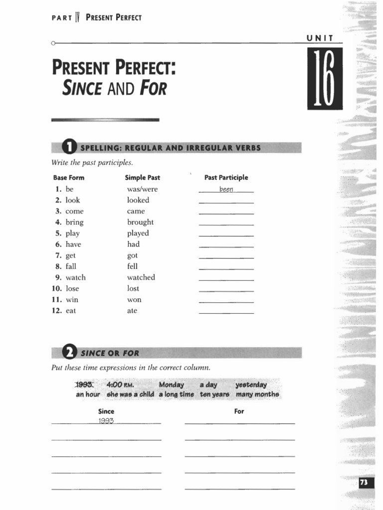 Handout 1 -Present Perfect | PDF