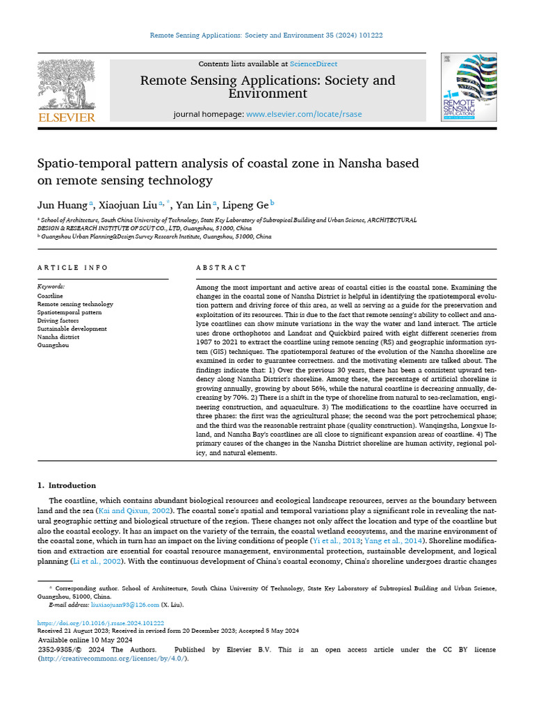 Spatio-Temporal Pattern Analysis of Coastal Zone in Nansha Based On ...