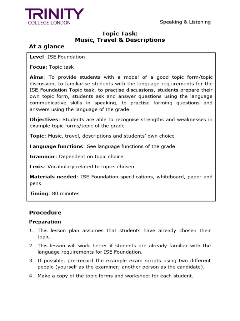 ISE Foundation Topic Task Training | PDF | Human Communication | Cognition