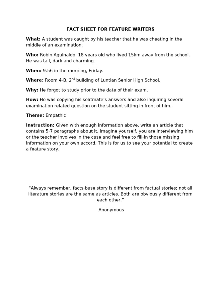 FACT SHEET FOR FEATURE | PDF