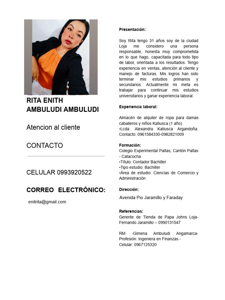 Curriculum RITA ENITH 12 09 2024 | PDF