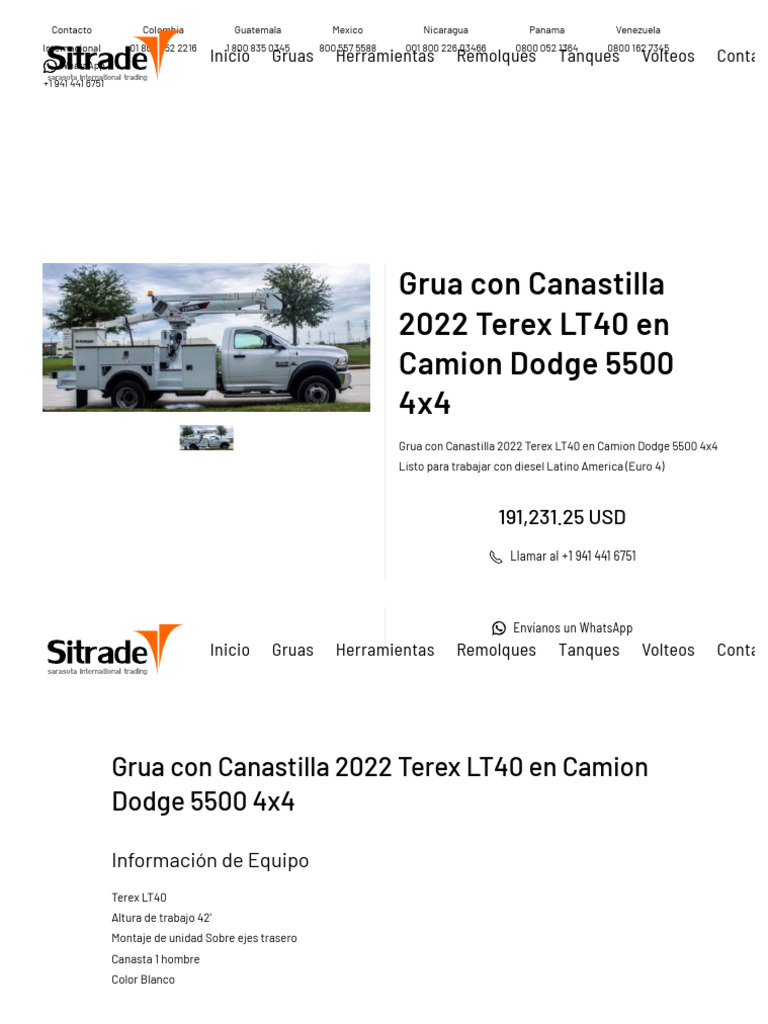 Sitrade - Gruas Con Canastilla - Grua Con Canastilla 2022 Terex LT40 en ...