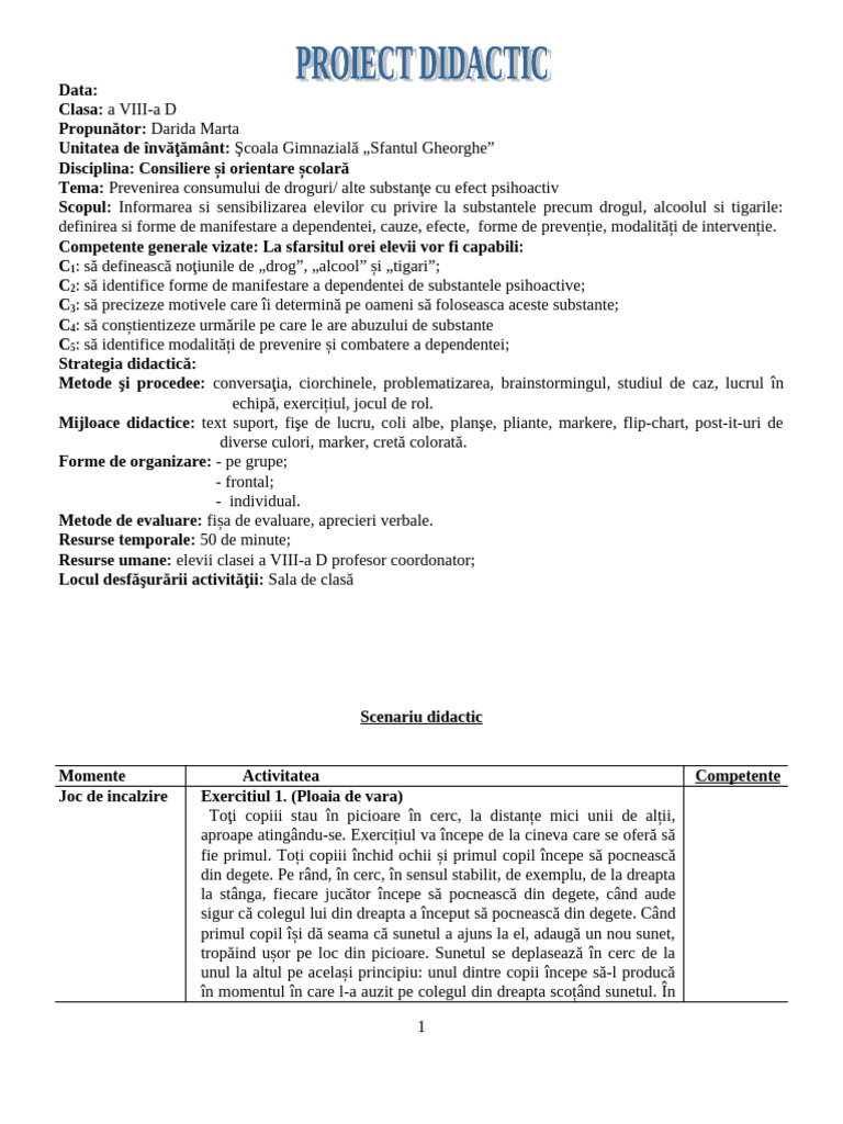 1 Proiect Antidrog | PDF