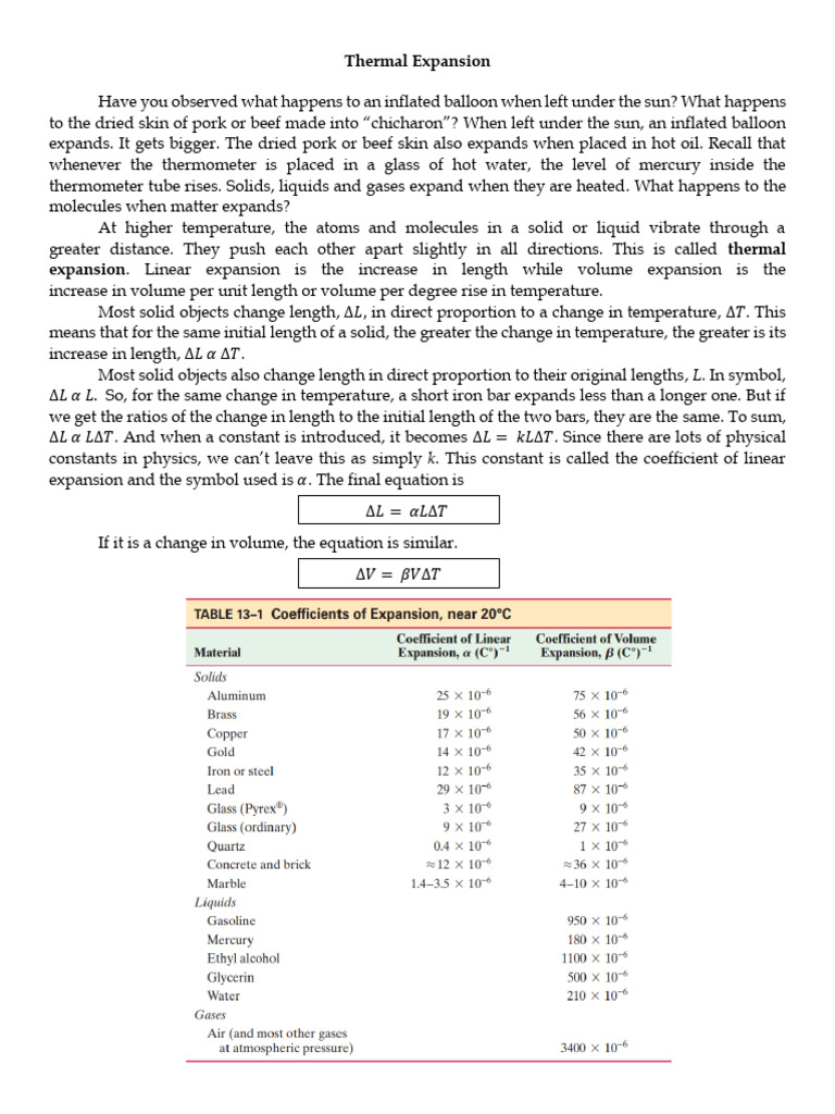 Thermal Expansion | PDF