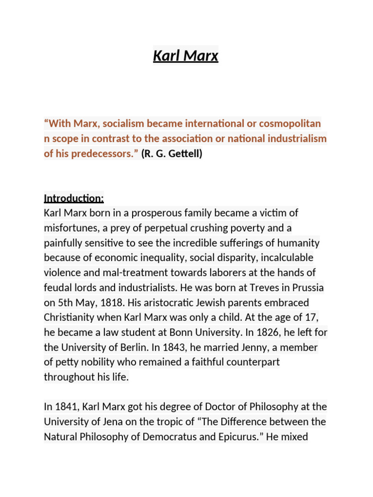 Karl Marx Pdf