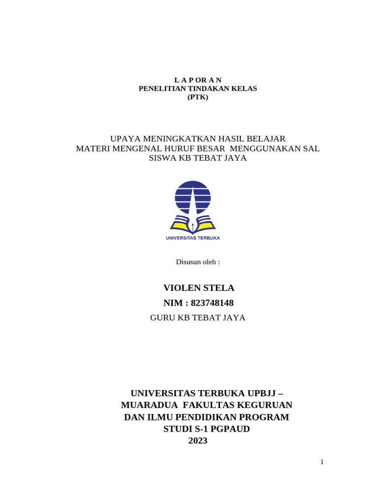 Contoh 1 PTK TK Nol B | PDF