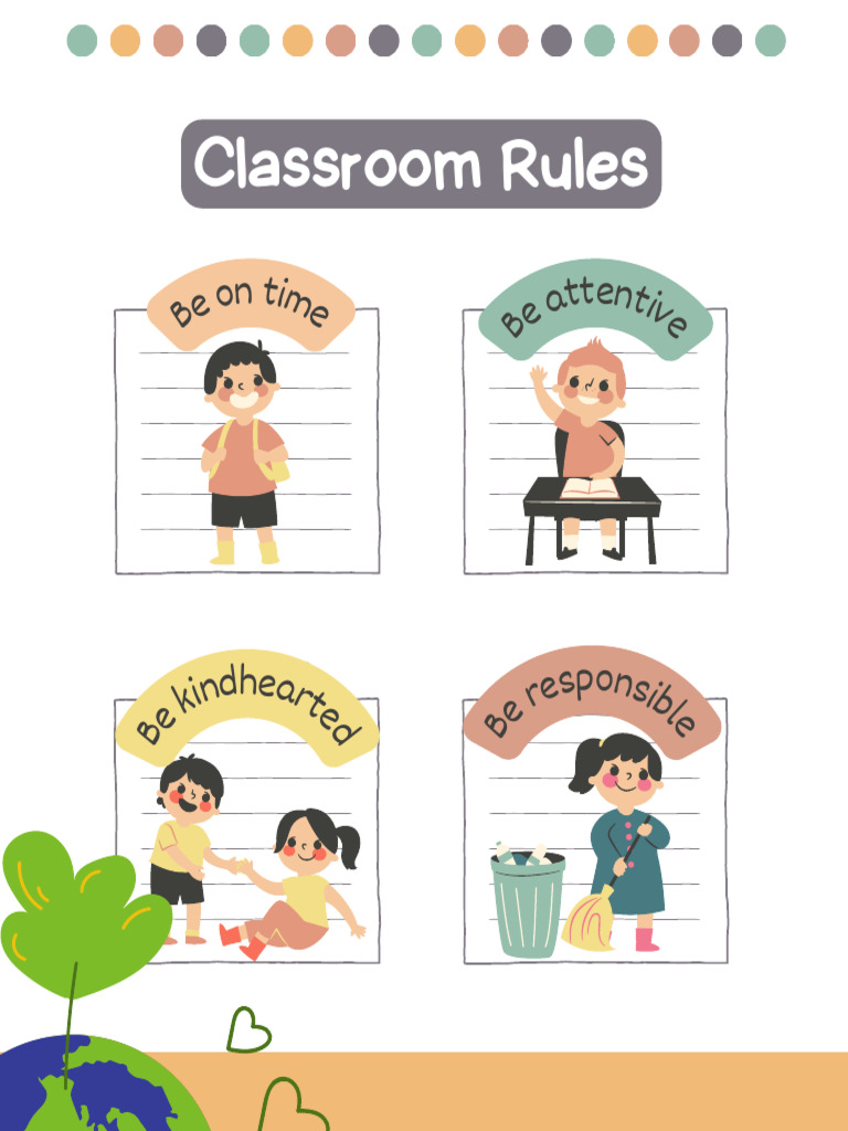 Classroom Rules Poster in Colorful Illustrative Style | PDF