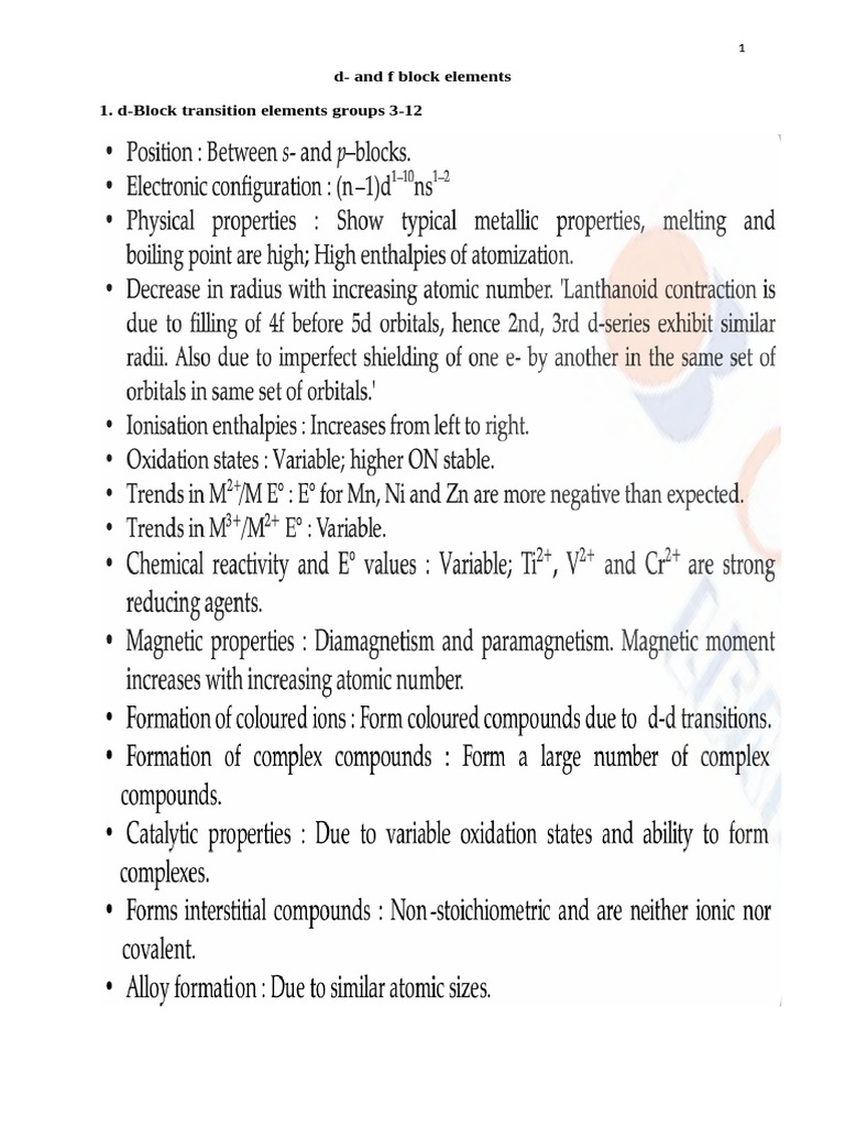 12 class d-and f Block mind map | PDF