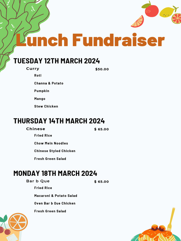 Fundraiser Menu Food Place | PDF