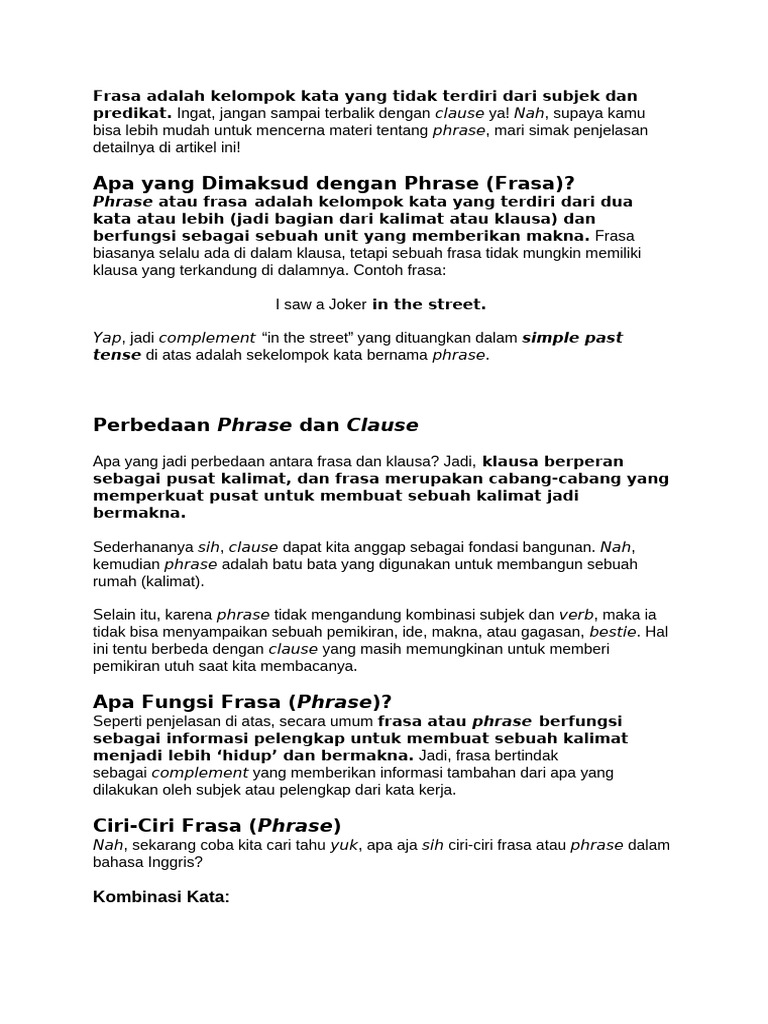 Frasa | PDF