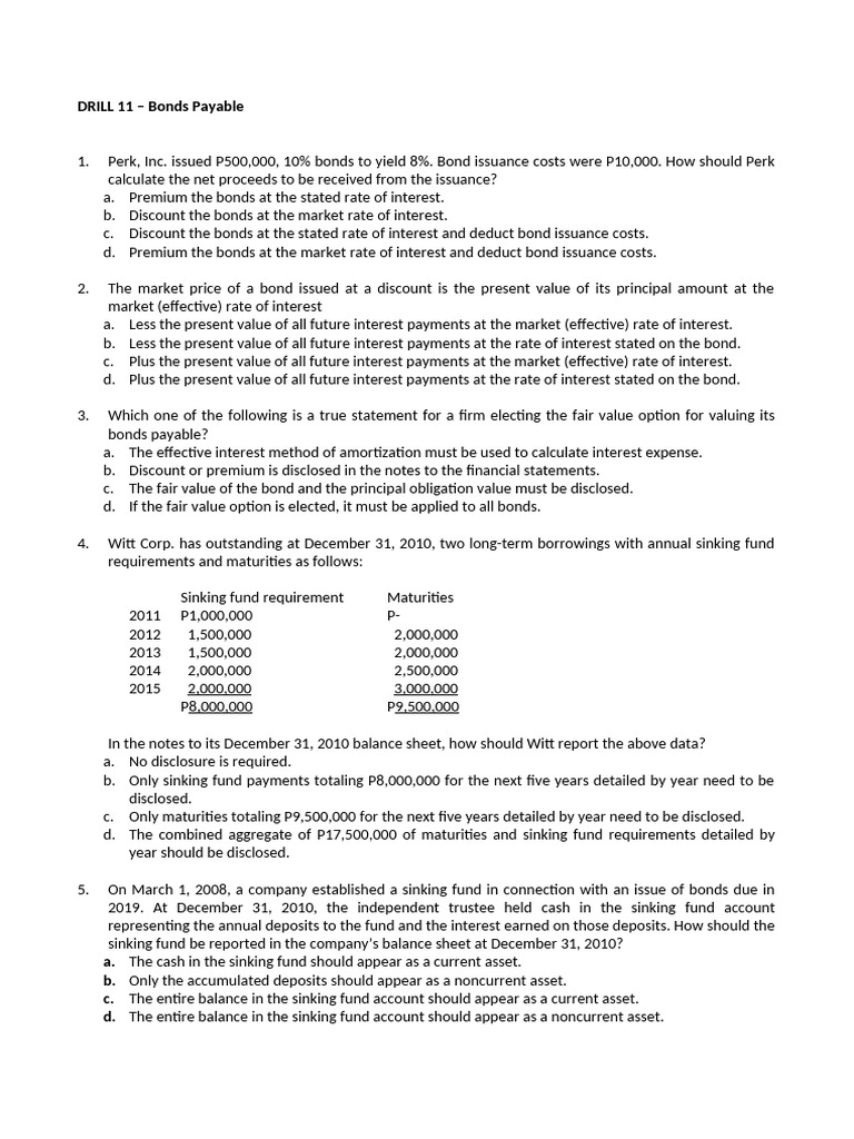 Drill 11 Bonds Payable | PDF
