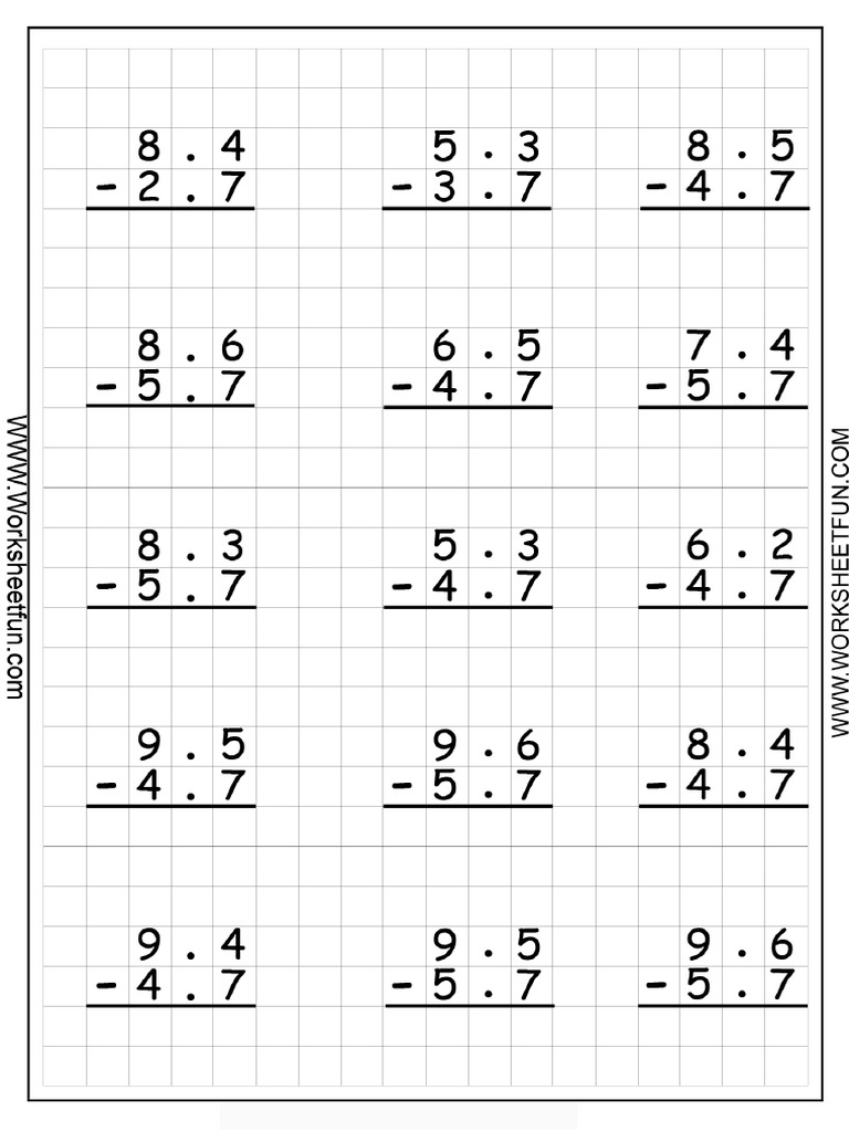 Decimal Regrouping Subtraction 3 | PDF