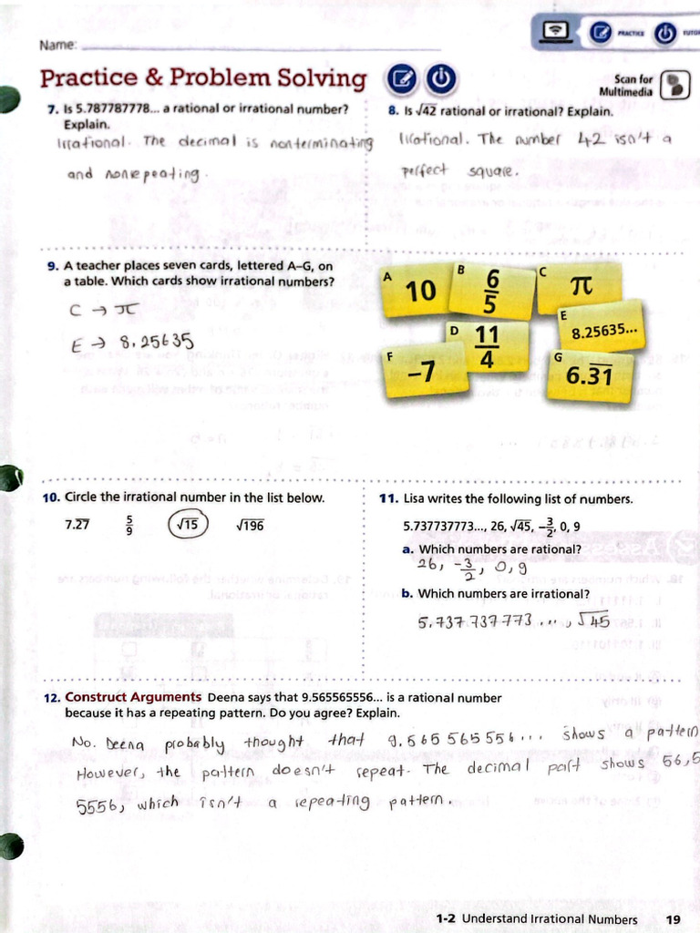 8th Grade Answer Key of Homework | PDF