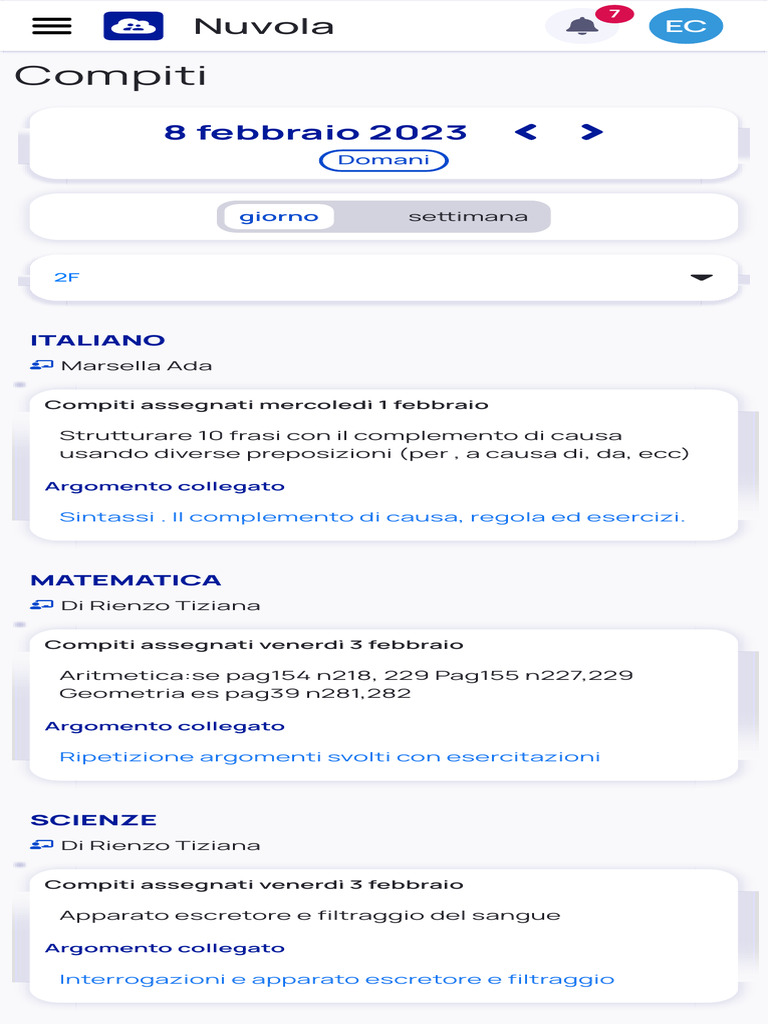 Compiti - Area Tutore - Nuvola 2 | PDF