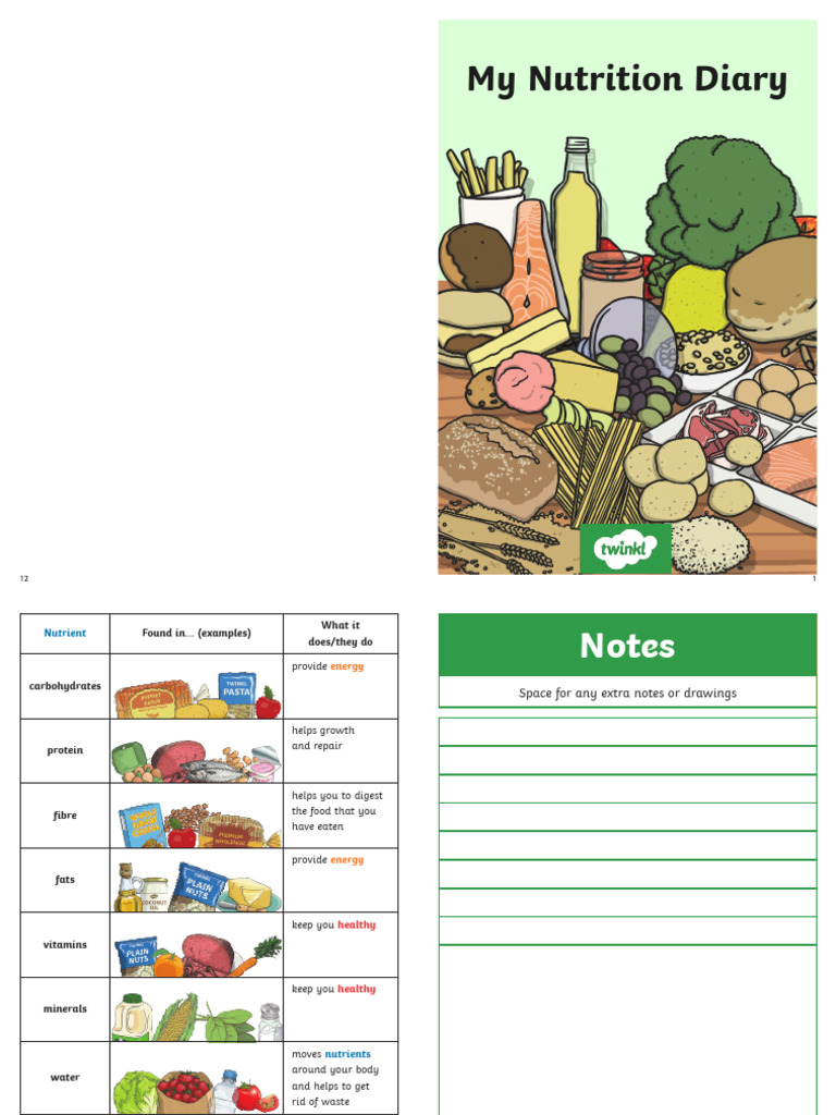 Nutrition Diary Home Learning Task | PDF