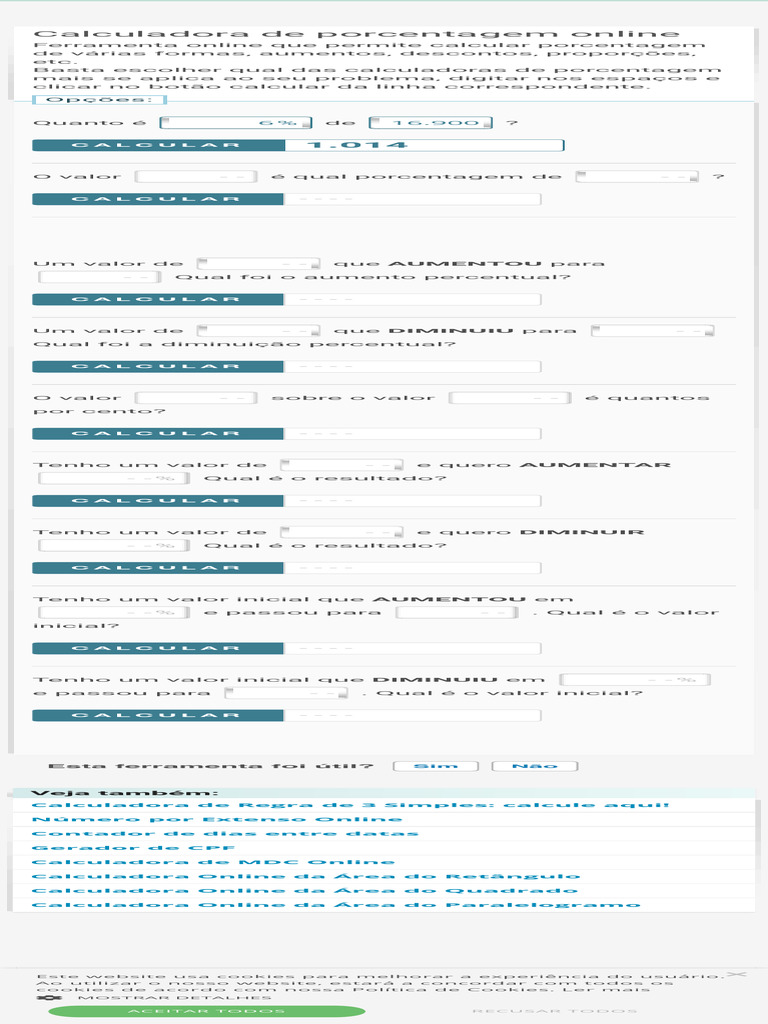 Calculadora de Porcentagem Online - 4devs | PDF