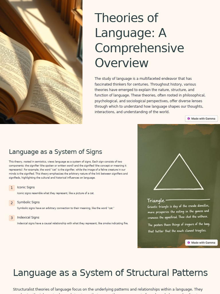 Theories of Language A Comprehensive Overview 1 | PDF