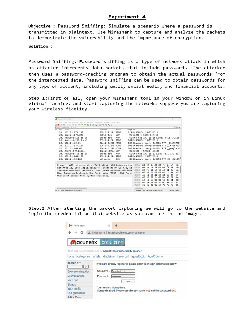 Password Sniffing Using WireShark | PDF | Computers
