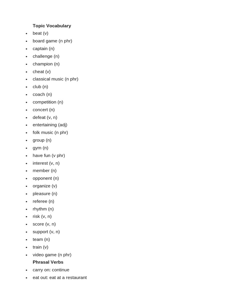 Topic Vocabulary Unit 1 Text To Translate | PDF