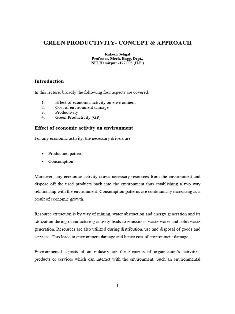 Green Productivity | PDF