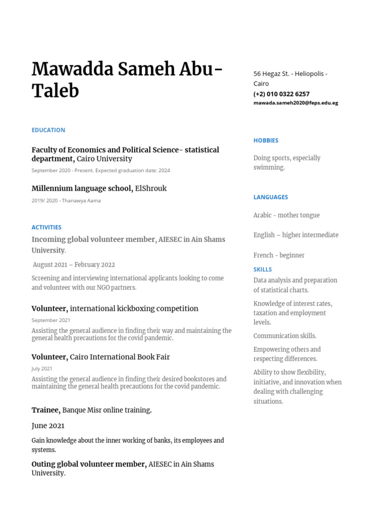 Mawadda's CV 2024 | PDF