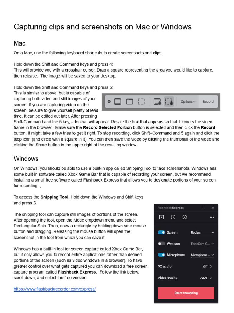 Capturing Clips and Screenshots | PDF