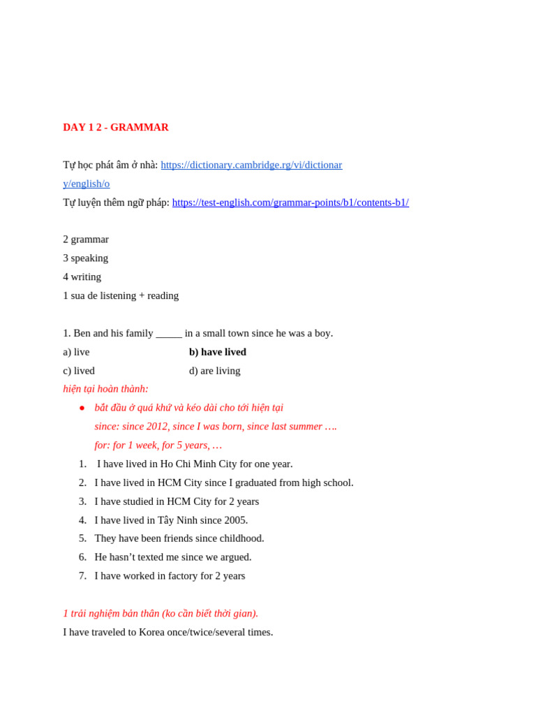 DAY 1 2 GRAMMAR - Up Drive | PDF | Ho Chi Minh City