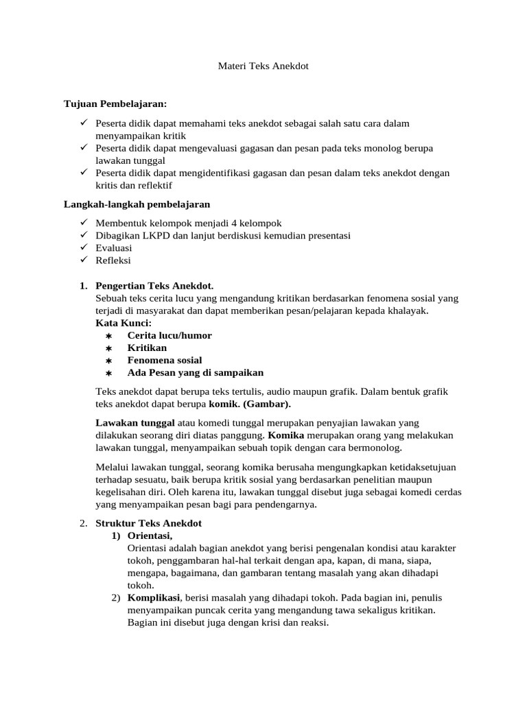 Materi Teks Anekdot | PDF