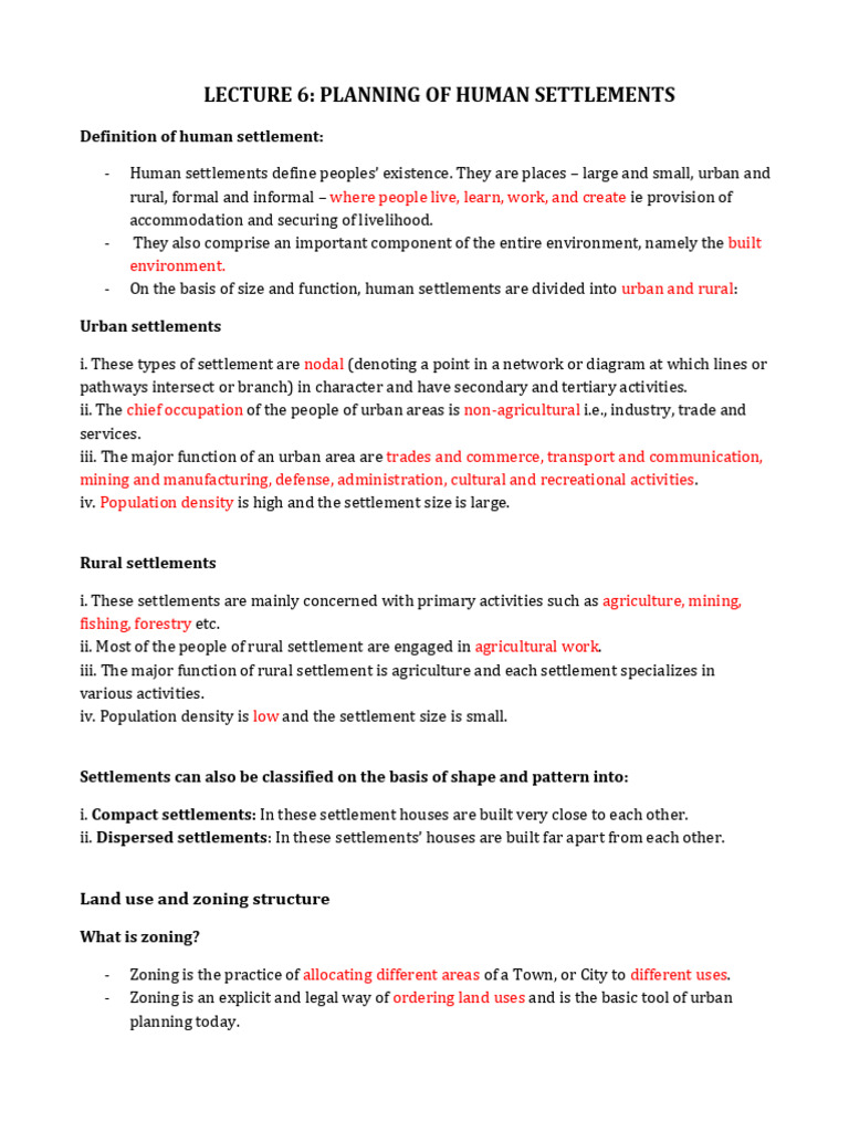 Human Settlements Planning Overview | PDF | Waste | Science & Mathematics