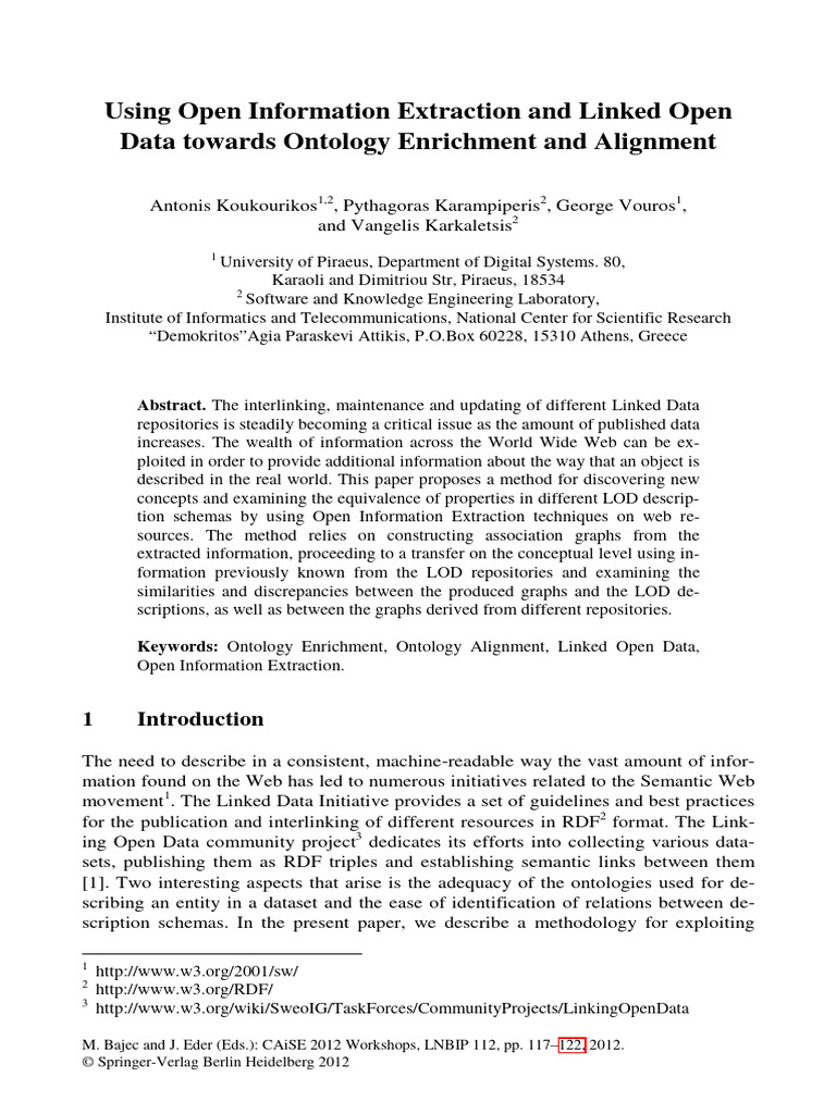 Using Open Information Extraction and Linked Open Data Towards Ontology Enrichment and Alignment ...
