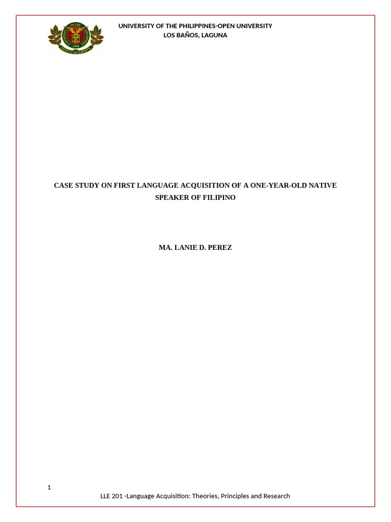 First Language Acquisition in Filipino Child | PDF | Language ...