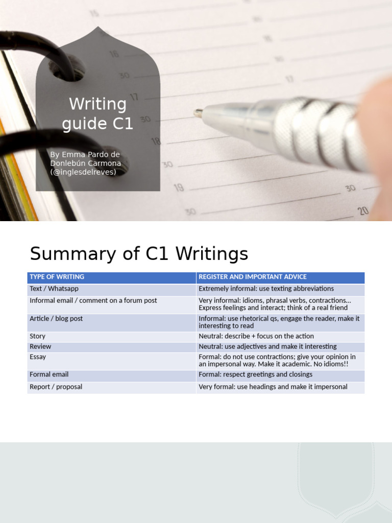 Writing Guide C1 Simplificado | PDF